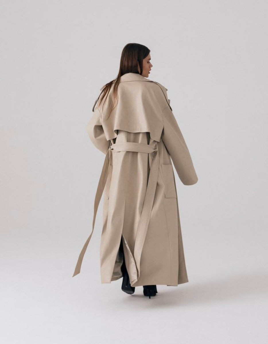 Bazilika Faux leather maxi trench coat – TatteredTrading